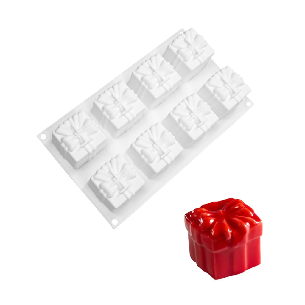 8-cavity Gift Box Silicone Mold Mousse Cake Mold Homes Baking DIY ...