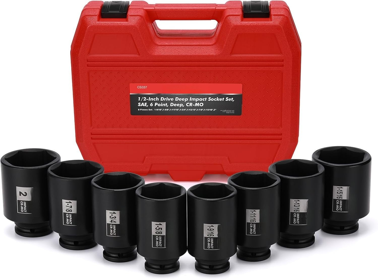 8 count 1/2"Dr. Deep Impact Socket Set-, 1-9/16" to 2", 6-Point ...