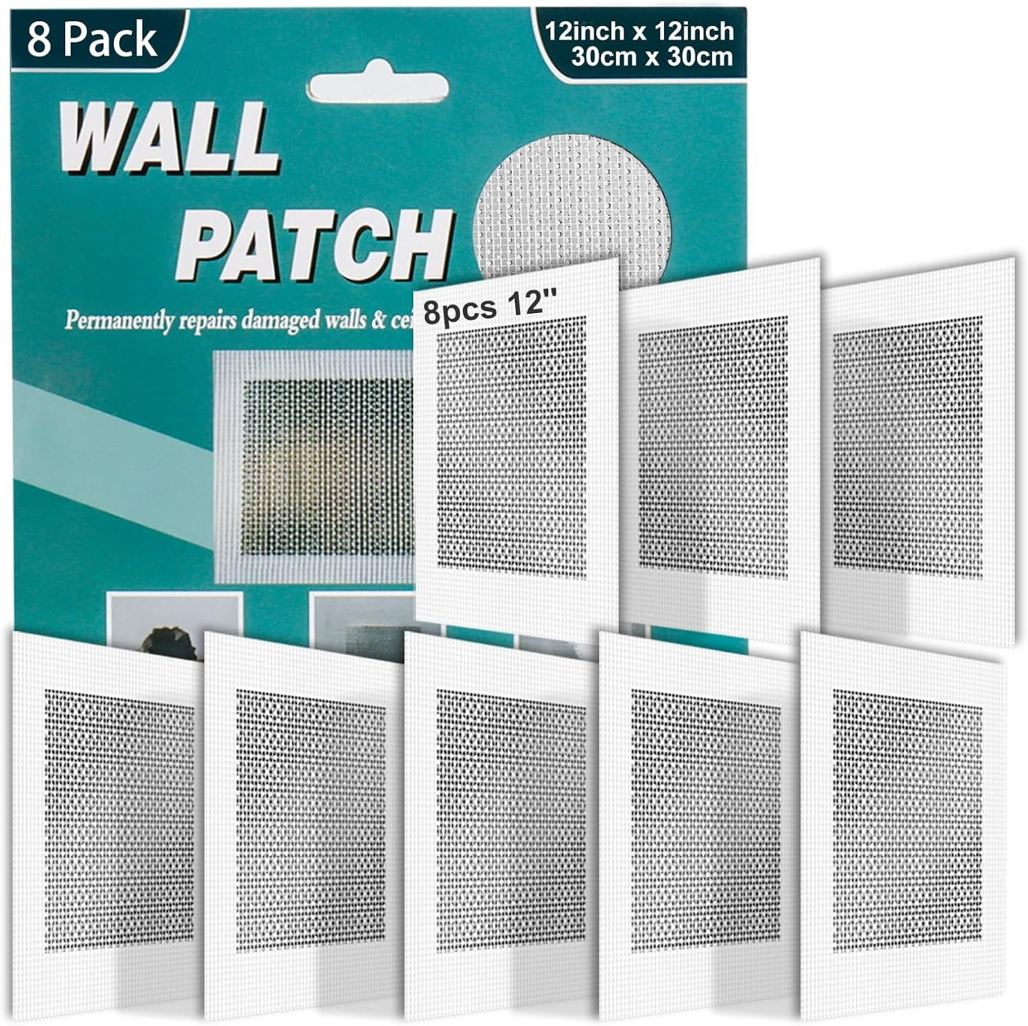8 count 12 Inch Large Drywall Patch, Wall Repair Patches, Self-Adhesive ...