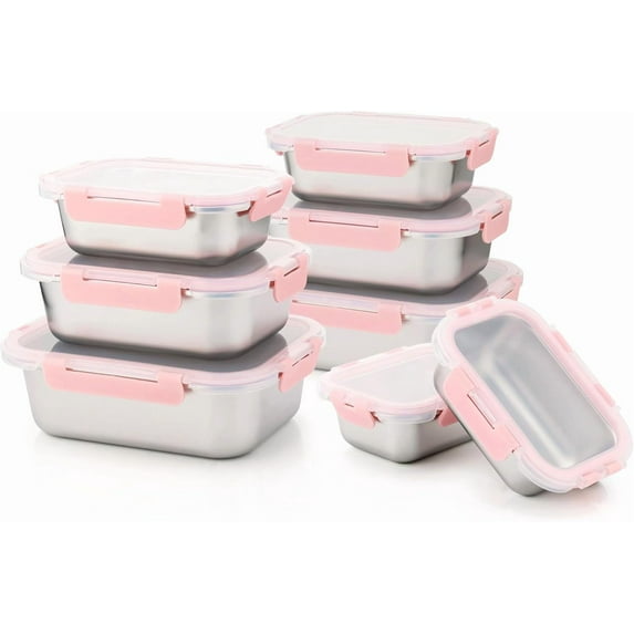 8 count-4-Size Stainless Lunch Box- Leakproof & Dishwasher Safe ...