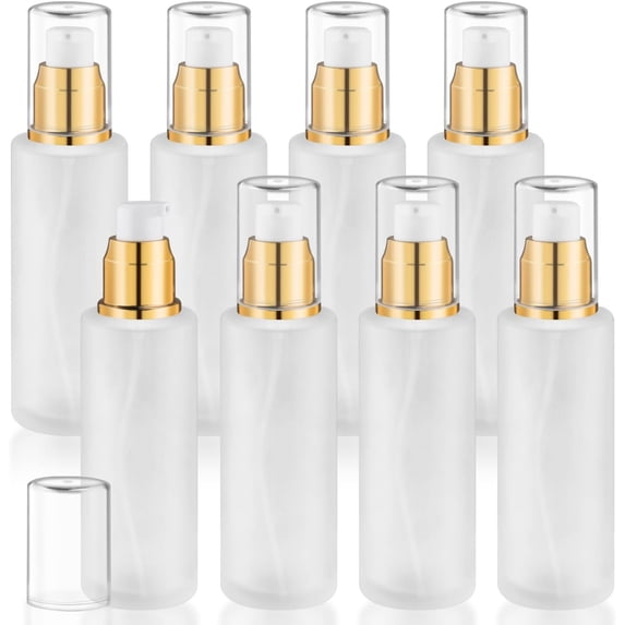 8 count 60ml/2oz Frosted Glass Bottles Refillable Pump Dispenser Jar ...