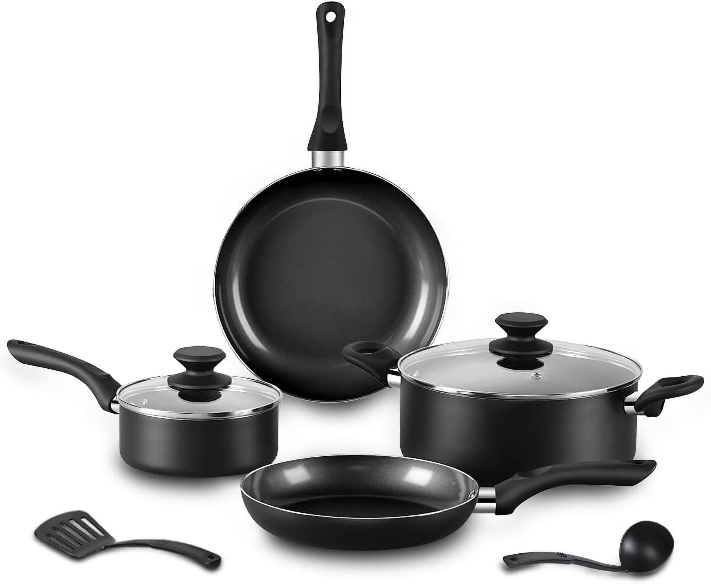 8 count Black Ceramic Pots and Pans Set, Cooking Pan Set,Cooking Pot ...