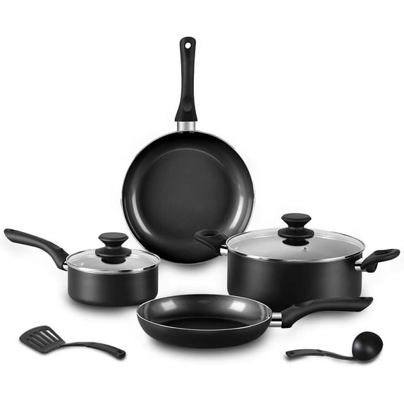 8 count Black Ceramic Pots and Pans Set, Cooking Pan Set,Cooking Pot ...