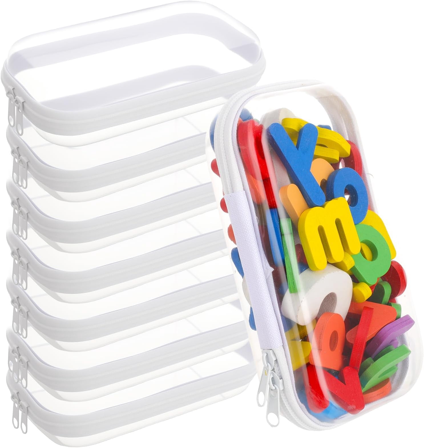 8 count Clear Hard Shell Zipper Case, Transparent Hard Plastic Zipper ...