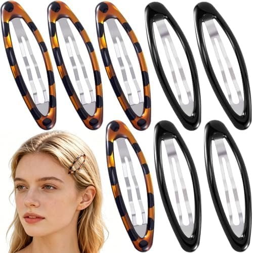 8 count Hair Metal Barrettes for Women, Oval Large Barrettes, Small ...