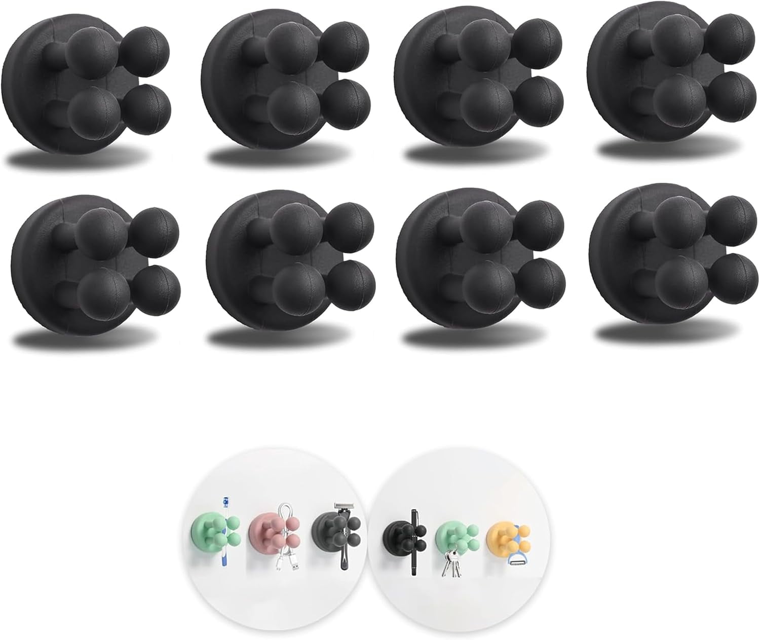 8 count Holders for Bathrooms, Self Adhesive Multifunctional Hook for ...