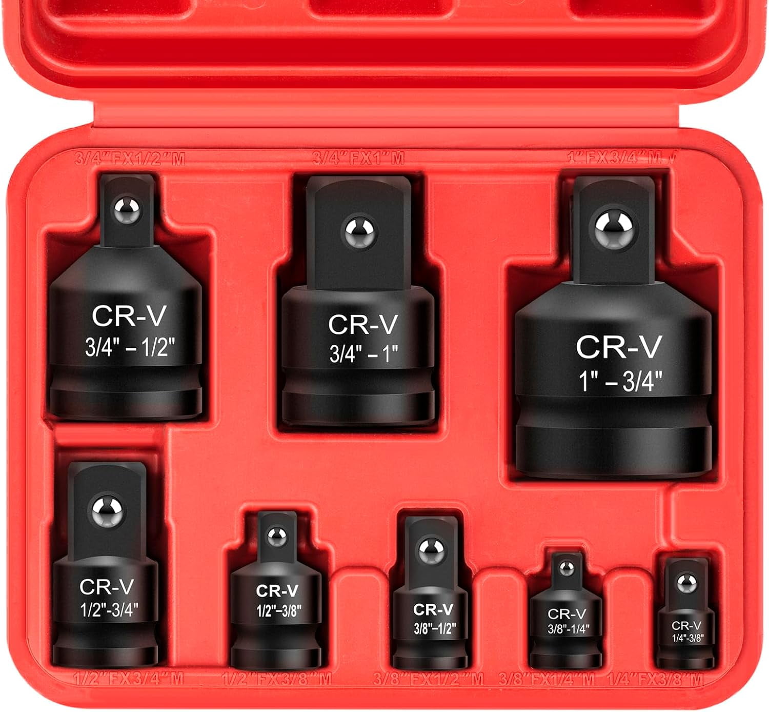 8 count Impact Socket and Reducer Set, 1/4" 3/8" 1/2" 3/4" 1" Inch ...