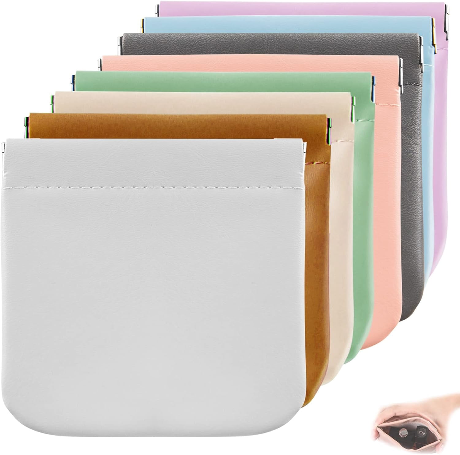 8 count Lambskin Pocket Bag, Portable Small Makeup Bag No Zipper Self ...