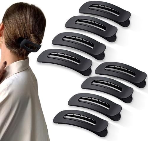 8 count Large Lay Flat Claw Clips for Women Side Slide Barrettes for ...
