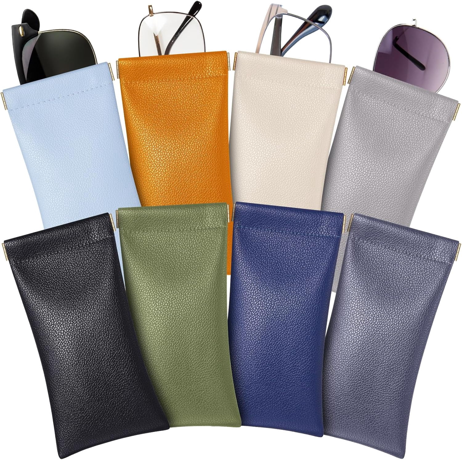 8 count Leather Glasses Case Sunglasses Pouch Eyeglass Case Soft ...