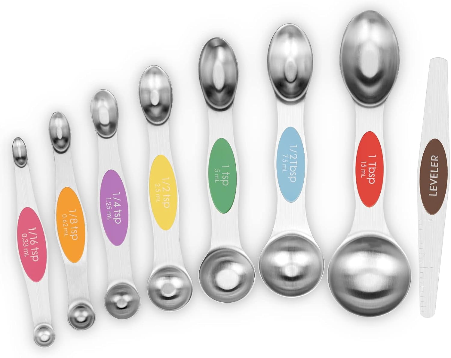 8 count Measuring Spoons Set, Dual Sided, Stainless Small Tablespoon ...