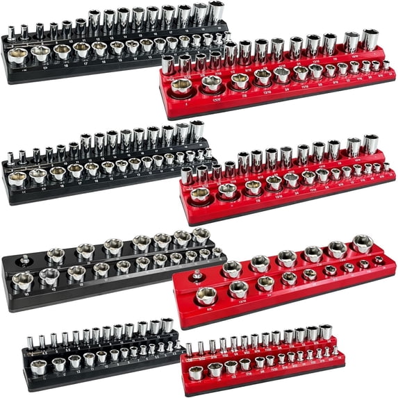 8 count Socket Organizer Set, 1/2", 1/4" and 3/8" & Metric Deep ...