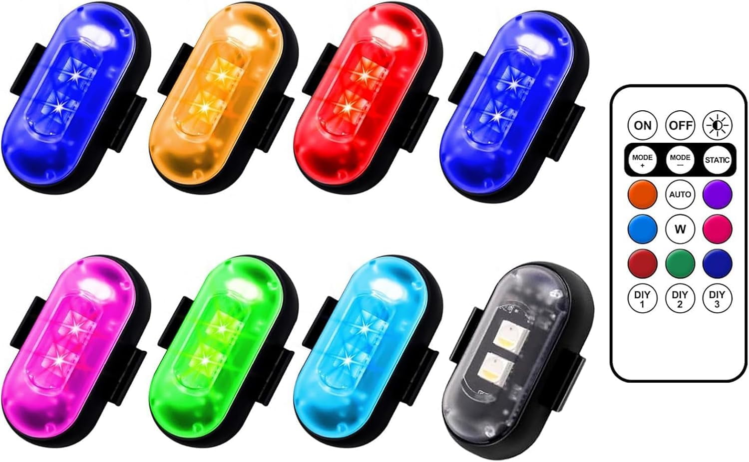 8 count Strobe Lights with Remote Control, Charing 8 Colors Anti- Light ...