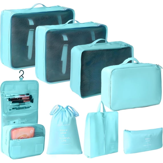8 count Travel Packing Cubes Set, Luggage Organizer Bags with Toiletry ...