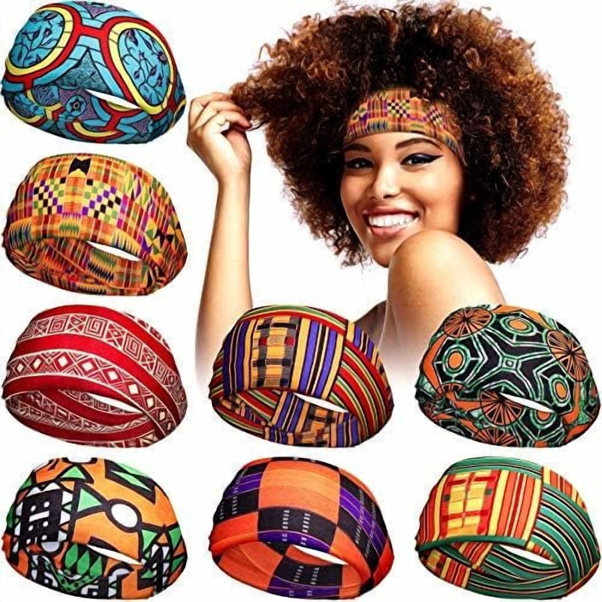 8 count Wide Headband for Women Stretchy Boho Print Hairband Non Slip ...