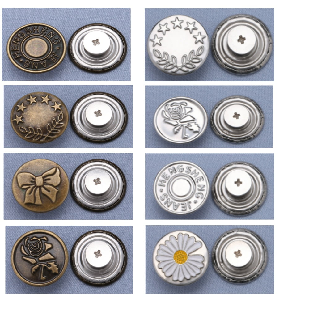 8 denim buttons, adjustable denim button clips, waist tensioner for ...