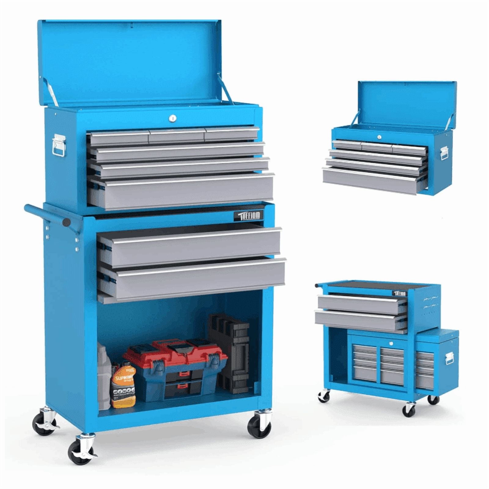 8-drawer rolling toolbox, tool storage cabinet with lockable wheels ...