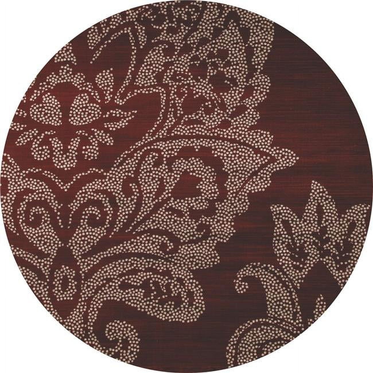 8 ft. Bastille Collection Large Damask Border Woven Round Area Rug, Red ...