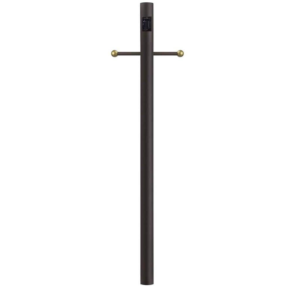 8 ft. Bronze Outdoor Direct Burial Lamp Post with Cross Arm and ...