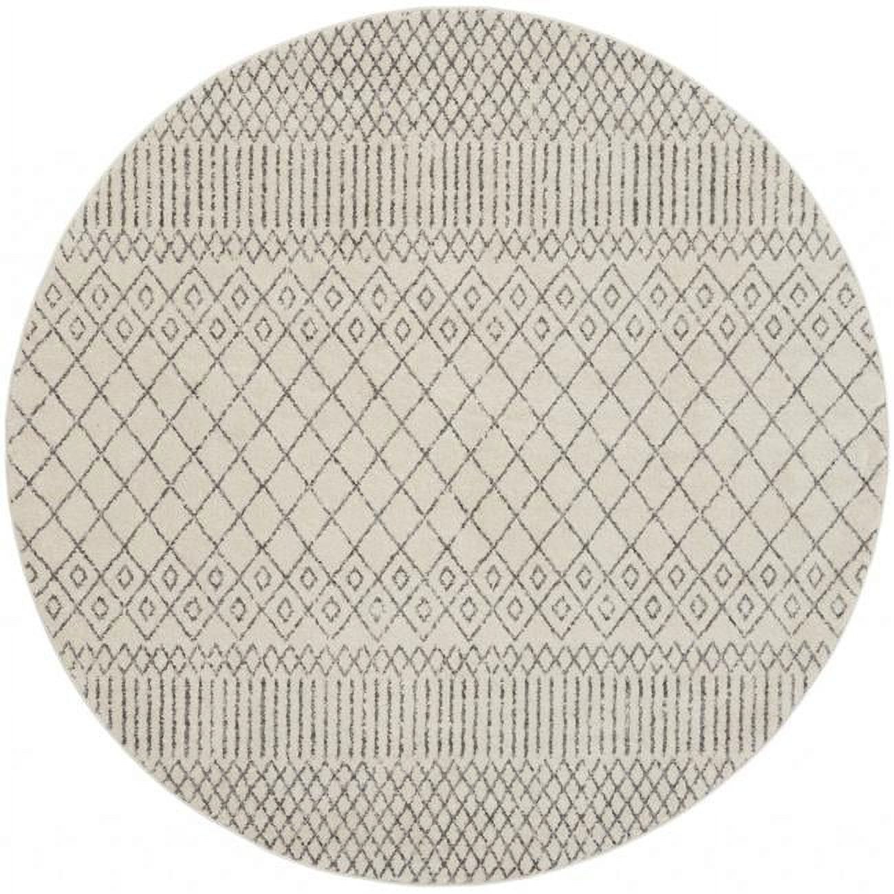 8 ft. Geometric Round Rug, Ivory & Gray - Walmart.com