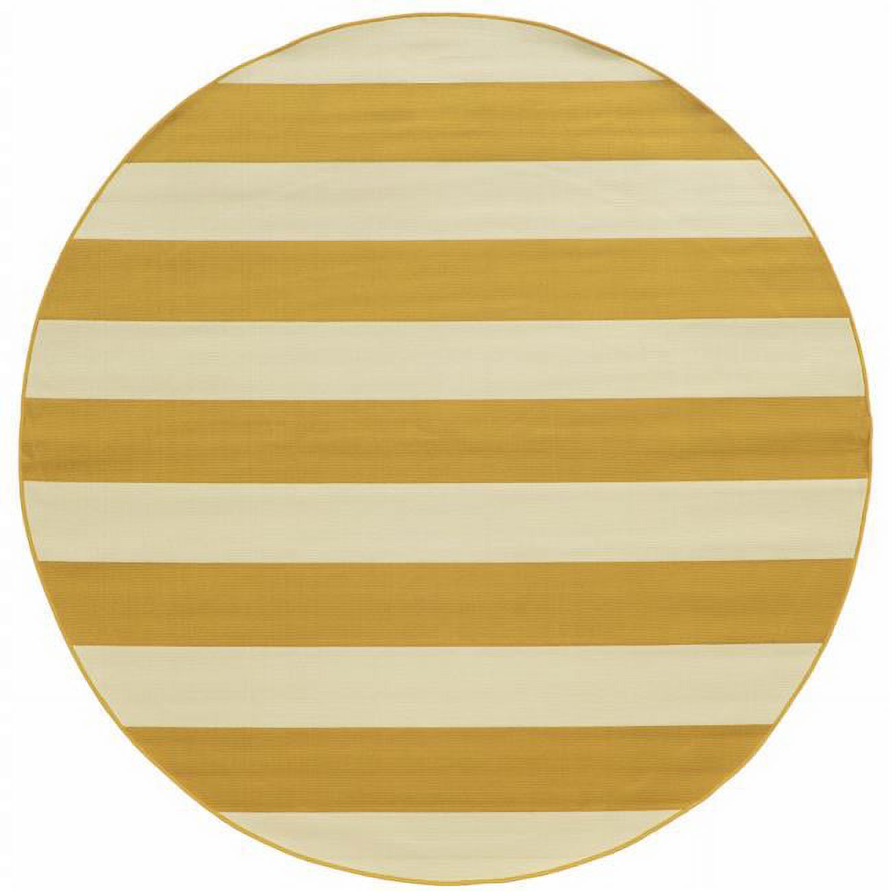 8 ft. Gold Geometric Stain Resistant Indoor & Outdoor Round Area Rug ...