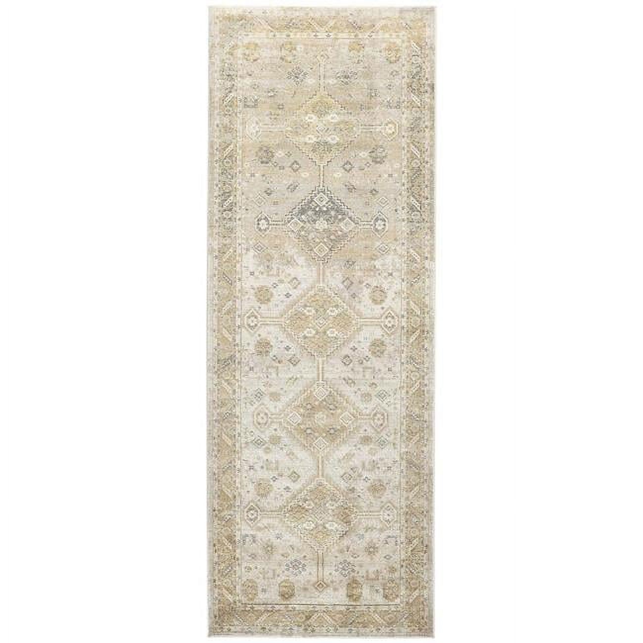 8 ft. Gold & Ivory Floral Machine Woven Runner Rug - Walmart.com