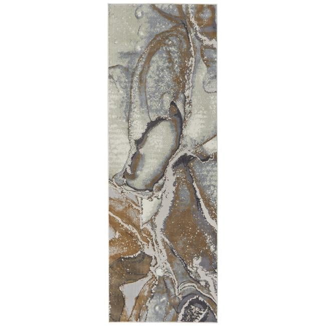8 ft. Gray & Brown Abstract Power Loom Runner Rug - Walmart.com
