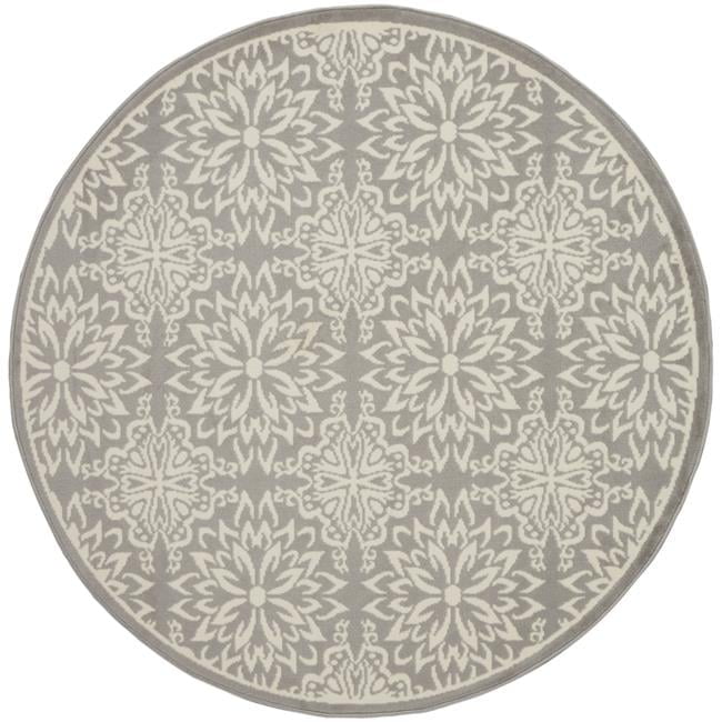 8 ft. Gray Floral Power Loom Round Area Rug - Gray - Walmart.com