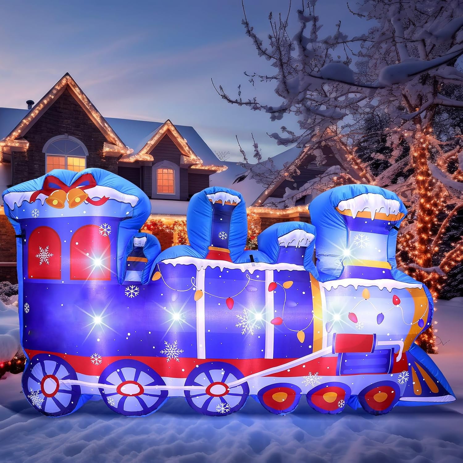 8 ft Length Christmas Polar Train Inflatable Outdoor Decoration ...