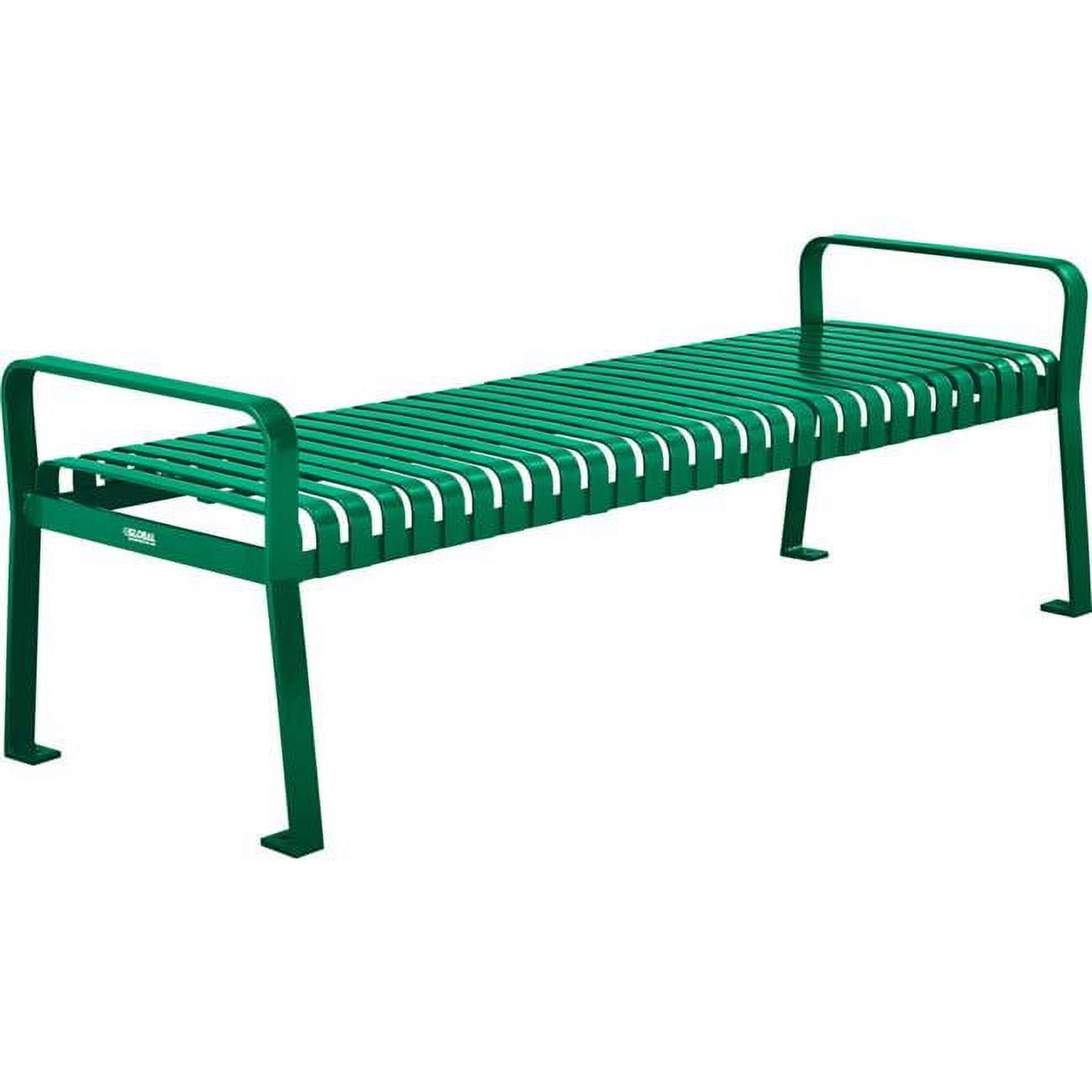 8 ft. Outdoor Park Bench without Back, Steel Slat - Green - Walmart.com