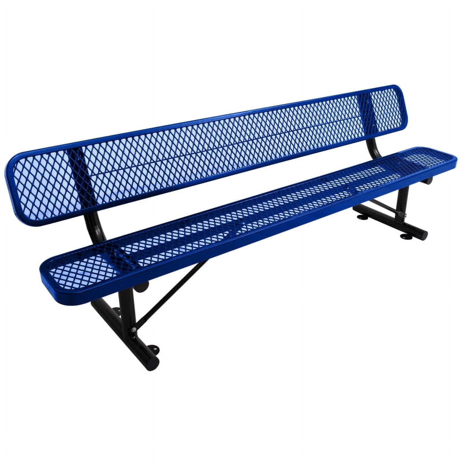 8 ft. Outdoor Steel Bench with Backrest BLue - Walmart.com