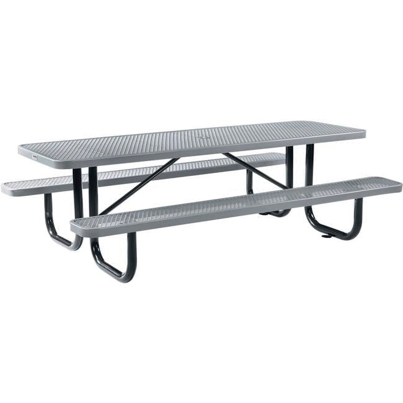 8 ft. Rectangular Outdoor Steel & Expanded Metal Picnic Table, Gray ...