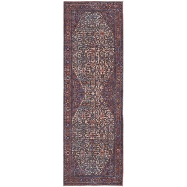 8 ft. Red Tan & Blue Floral Power Loom Runner Area Rug - Red Tan and ...