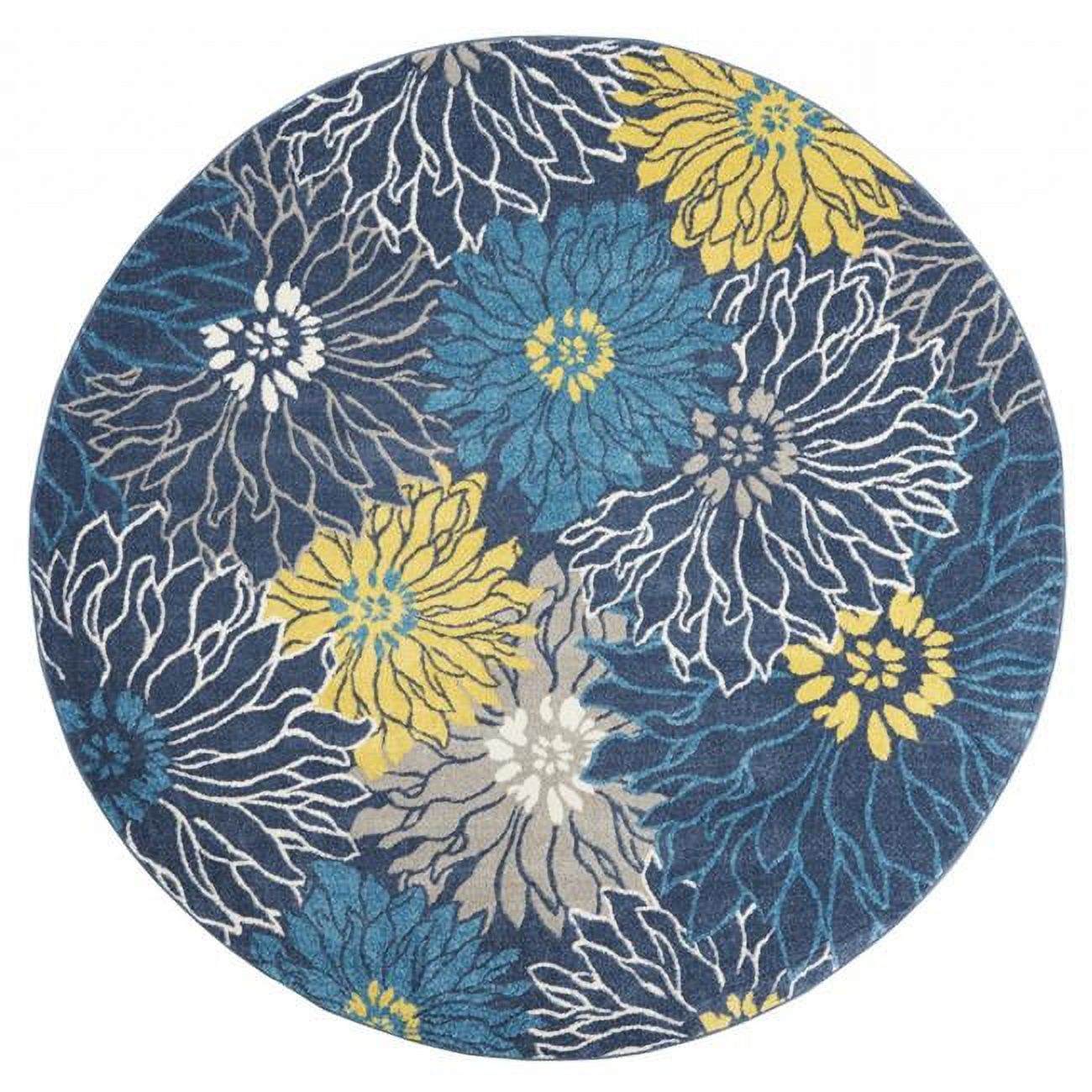 8 ft. Round Blue Tropical Flower Area Rug - Walmart.com