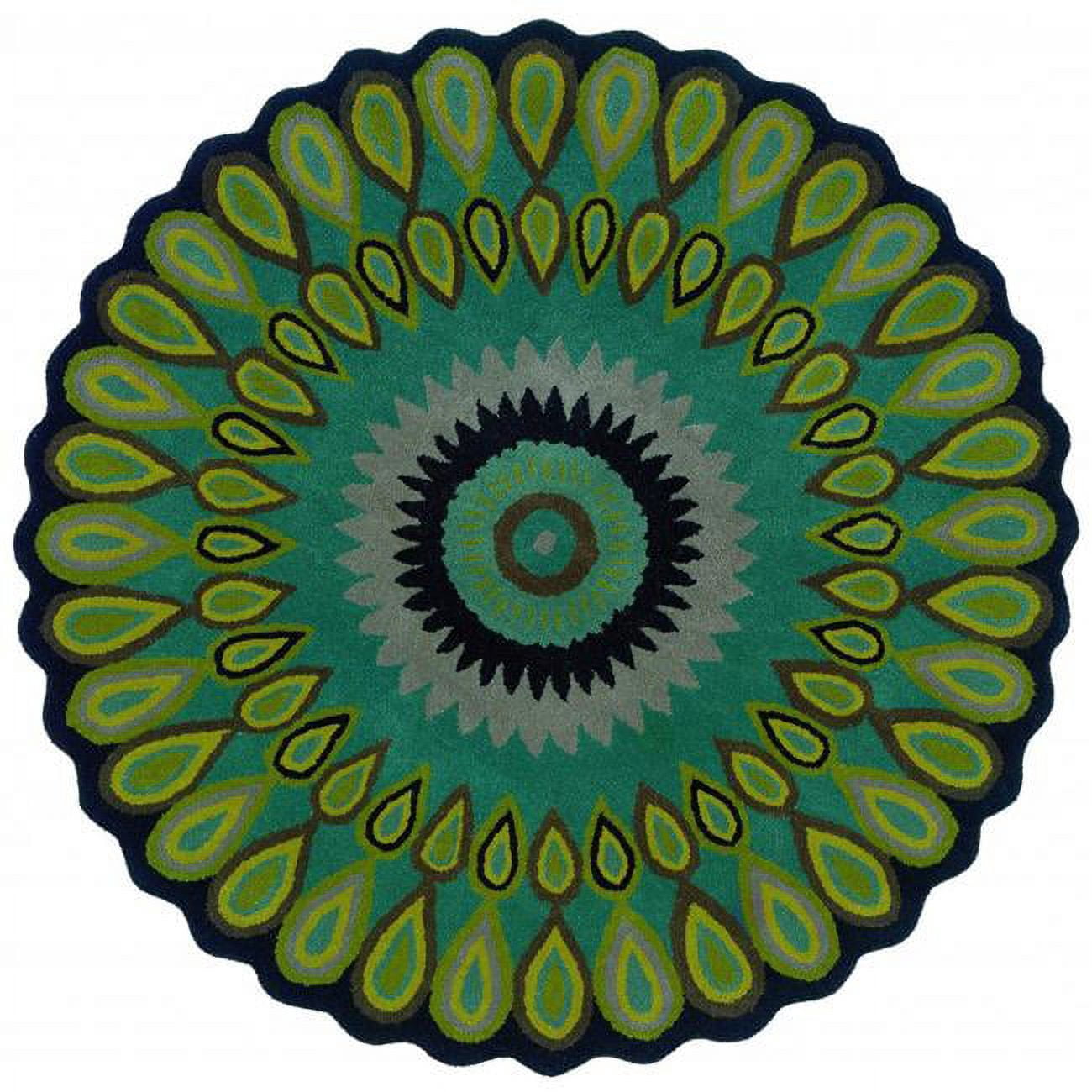 8 ft. Round Green Peacock Feather Area Rug - Green - 8' - Walmart.com