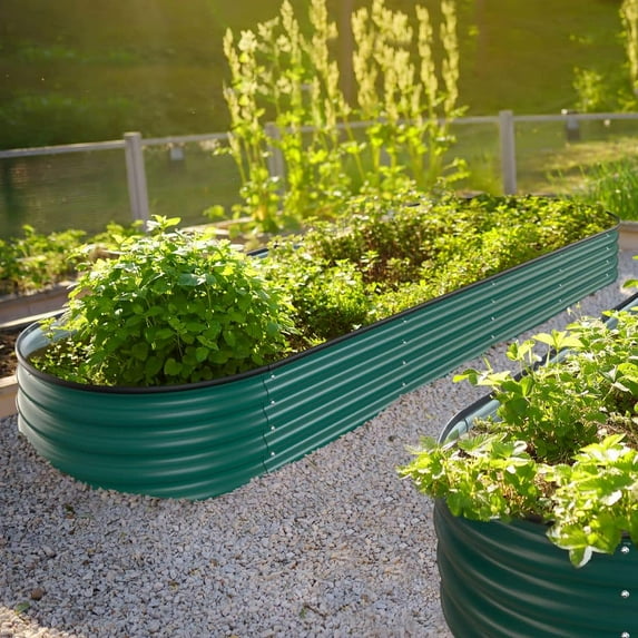 8 ft. x 2 ft. x 1 ft. Galvanized Steel Raised Garden Bed Planter Box ...