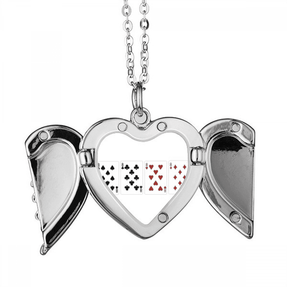 8 heart spade club pattern angel wings necklpendant fashion - Walmart.com