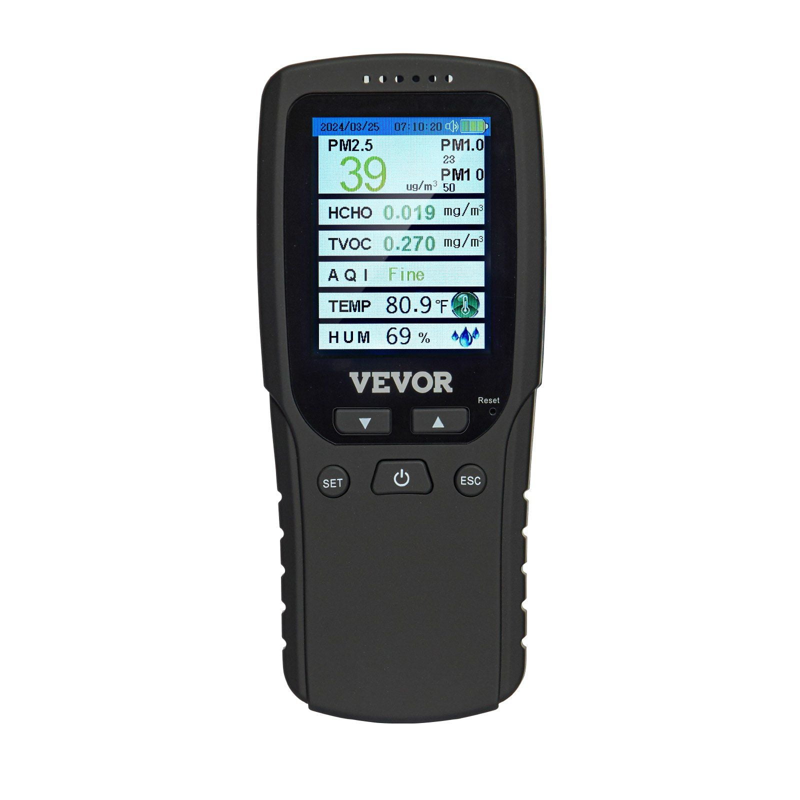 8-in-1 Air Quality Monitor – PM2.5 PM10 PM1.0, Formaldehyde, Temp ...