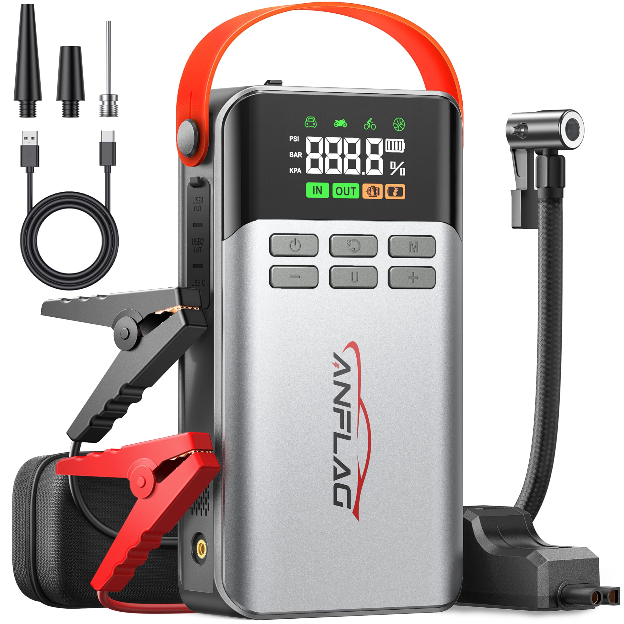 8-in-1 Car Jump Starter with Air Compressor – 5500A Peak, 150PSI Tire ...