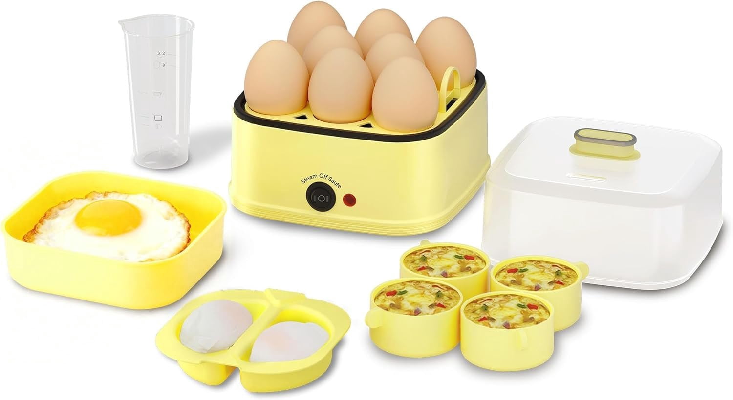 8-in-1 Electric Egg Cooker, Rapid Egg Boiler for Hard, Soft & Poached ...
