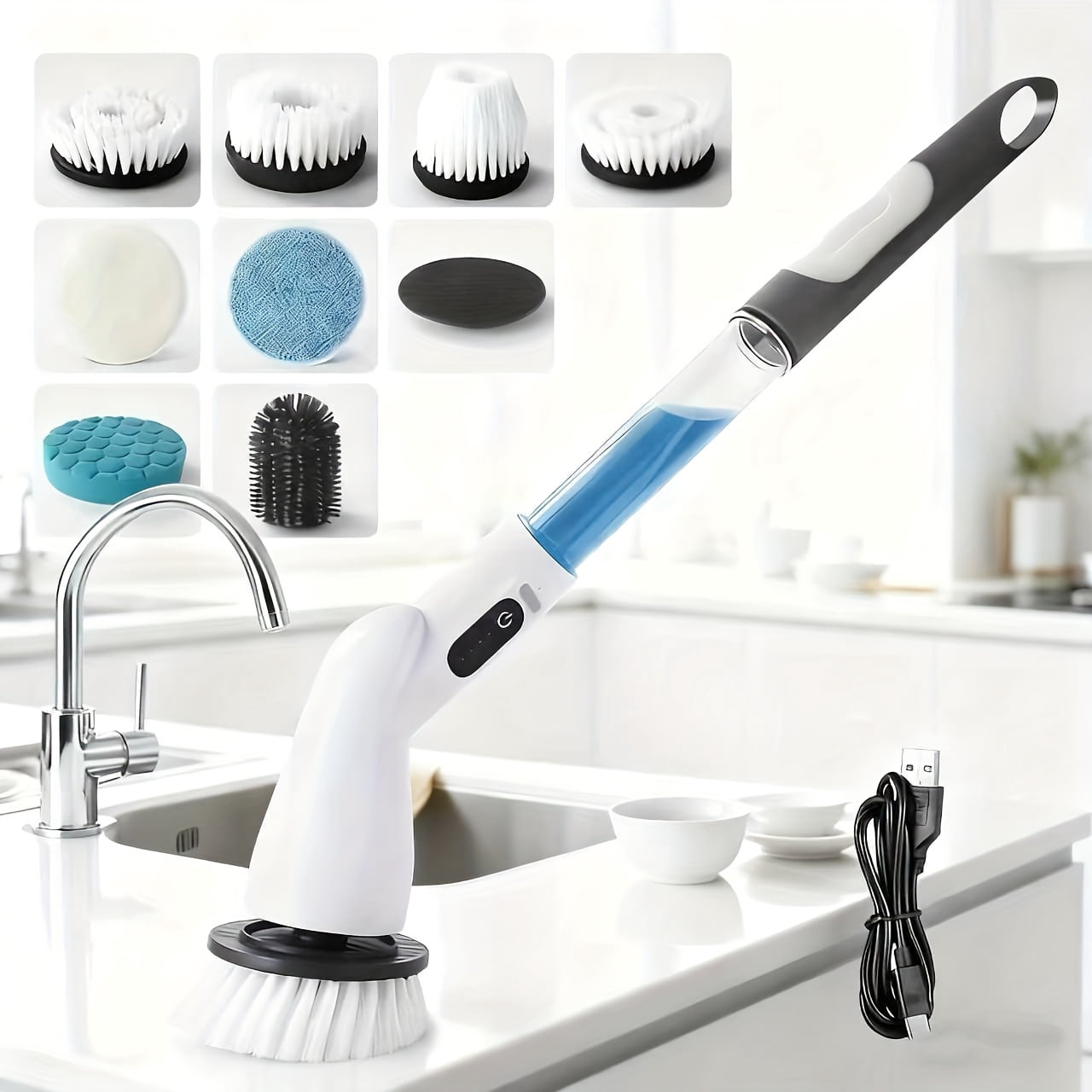8-in-1 Electric Rotating Cleaning System, Multi-Surface Spin Scrubber ...