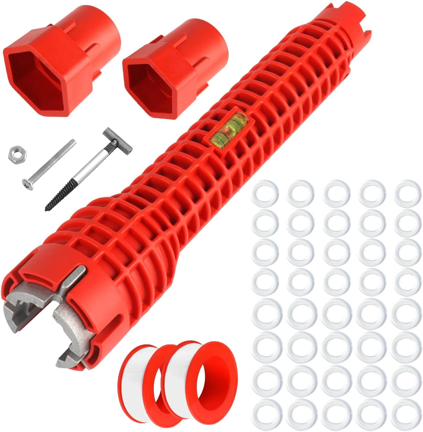8-in-1 Faucet & Sink Installer Wrench - Red, Plastic, Ratchet, Plumbing ...