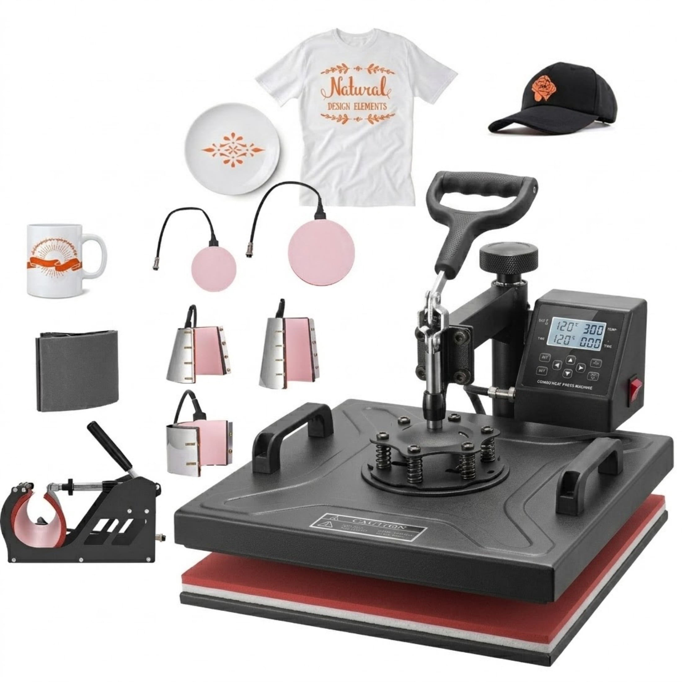 8 in 1 Heat Press Machine 15x15 Inch, Professional 360° Swing Away ...