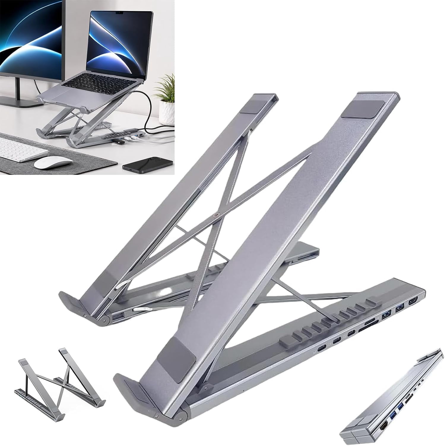 8-in-1 Laptop Docking Station with Stand, USB-C Hub, HDMI 4K, USB 3.0 ...