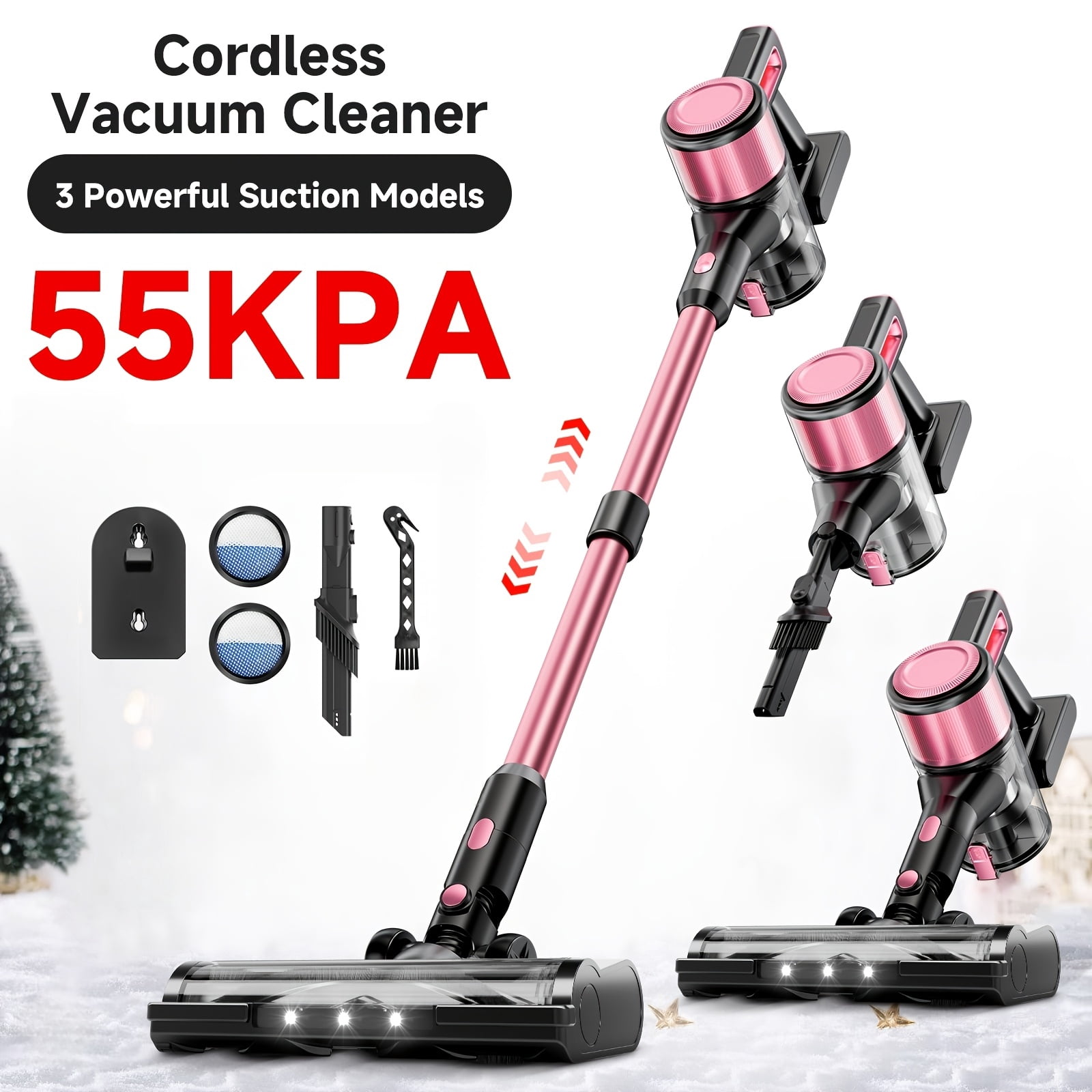 8-in-1 Lightweight Cordless Stick Vacuum, 55kPa Powerful Suction for ...