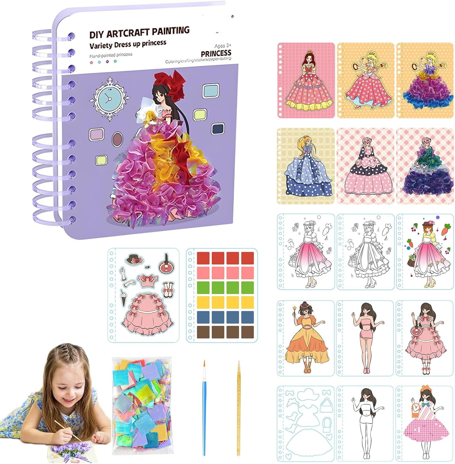8-in-1 Magic Princess Craft Set, DIY Poke Art Kit with Watercolor ...