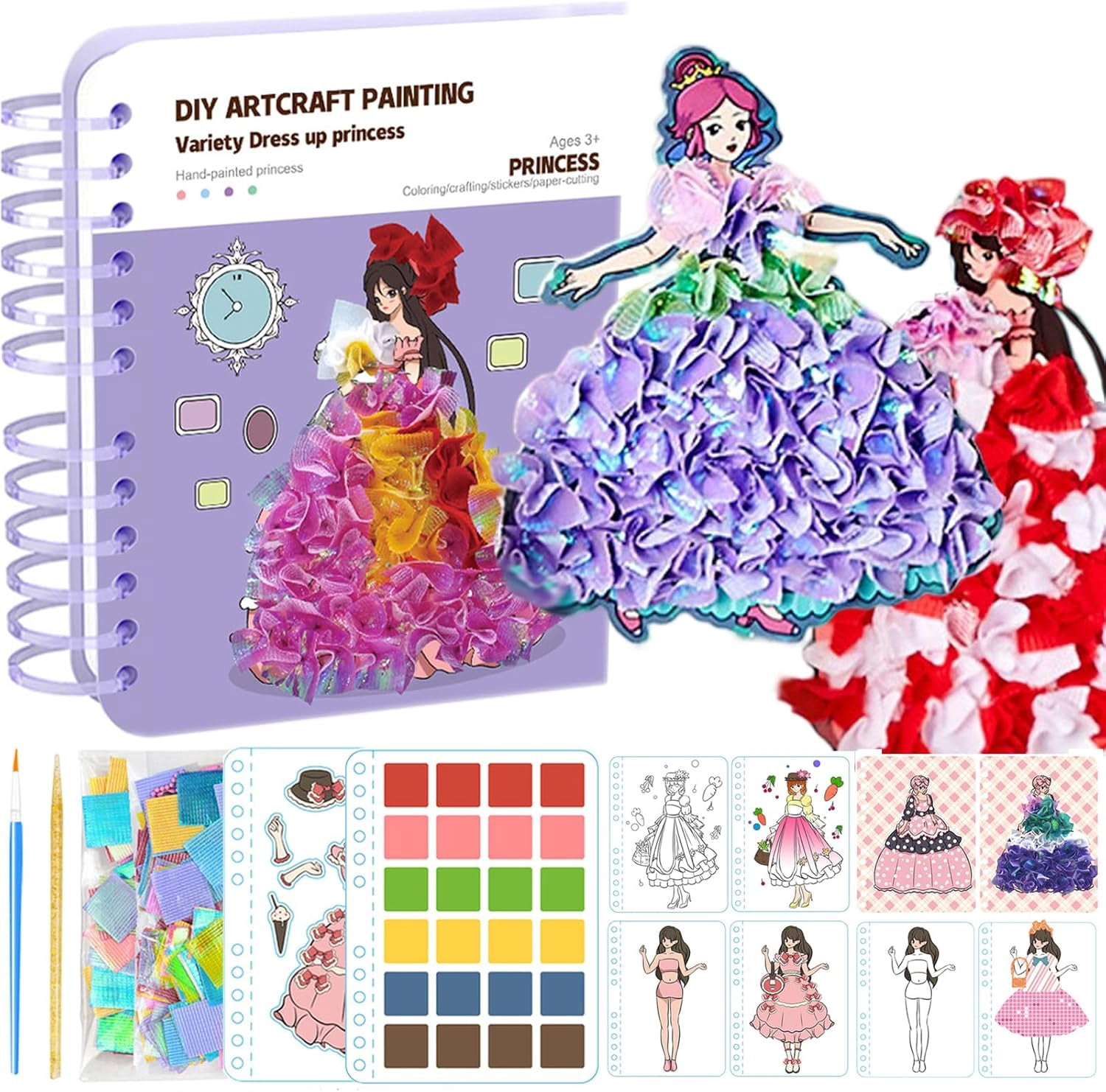 8-in-1 Magic Princess Craft Set, Princess Dress Poke Art Craft Kits for ...