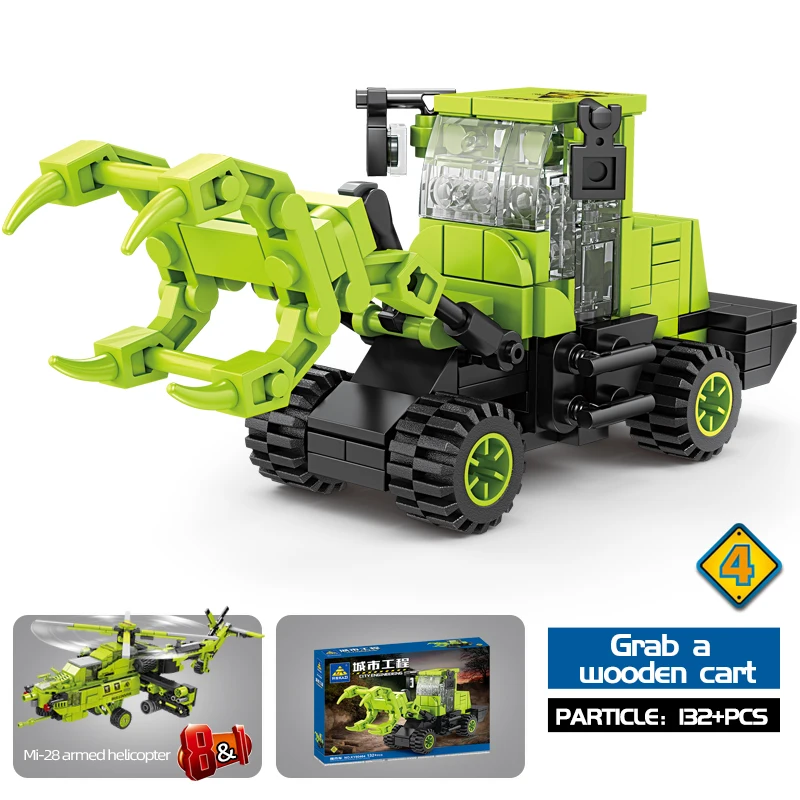 8 in 1 Mi 28 Armed Helicopter Building Blocks City Engineering Vehicle ...