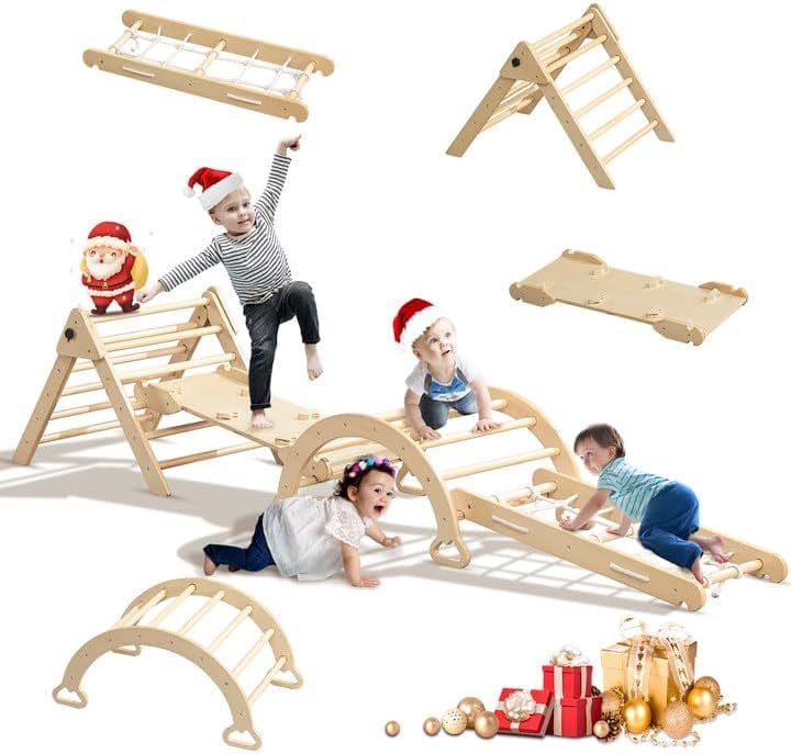 8 in 1 Montessori Climbing Set, Wooden Pikler Triangle Set for Kids ...