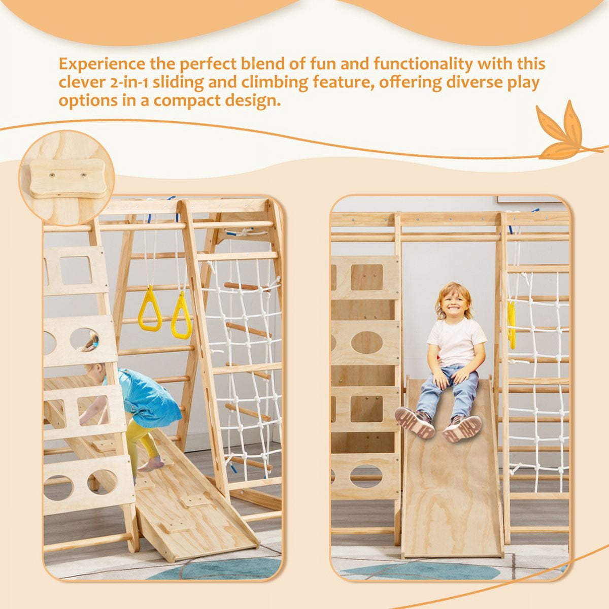 8-in-1 Montessori Toddler Climbing Set - Indoor Jungle Gym with Slide ...